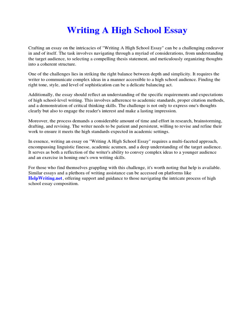 High School Essay Writing Guide | PDF | Developmental Psychology | Thought