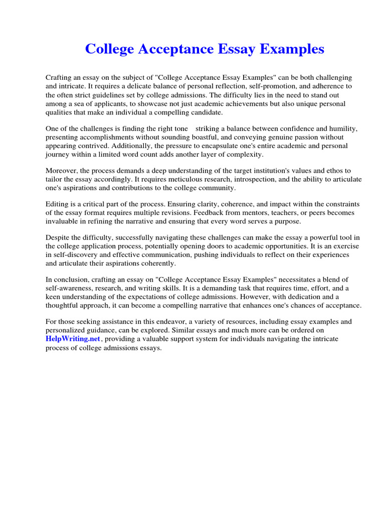 College Acceptance Essay Examples | PDF | Essays