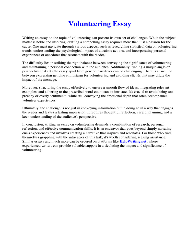 Volunteering Essay | PDF | Ancient Greece | Nasa