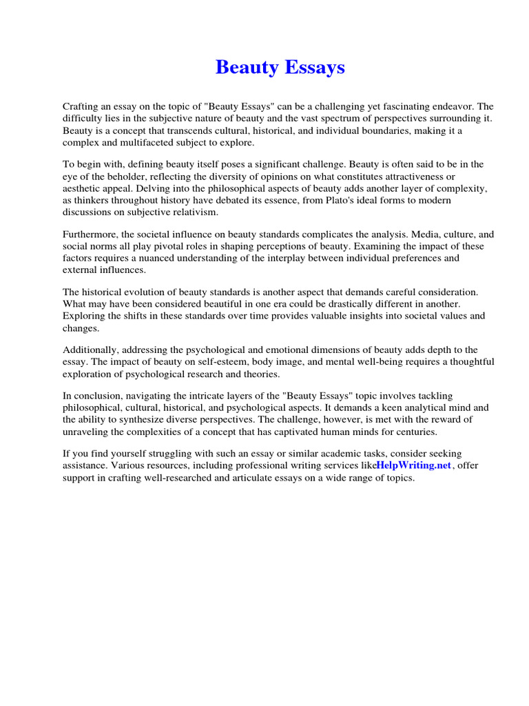 Beauty Essays | PDF | Beauty | Psychology