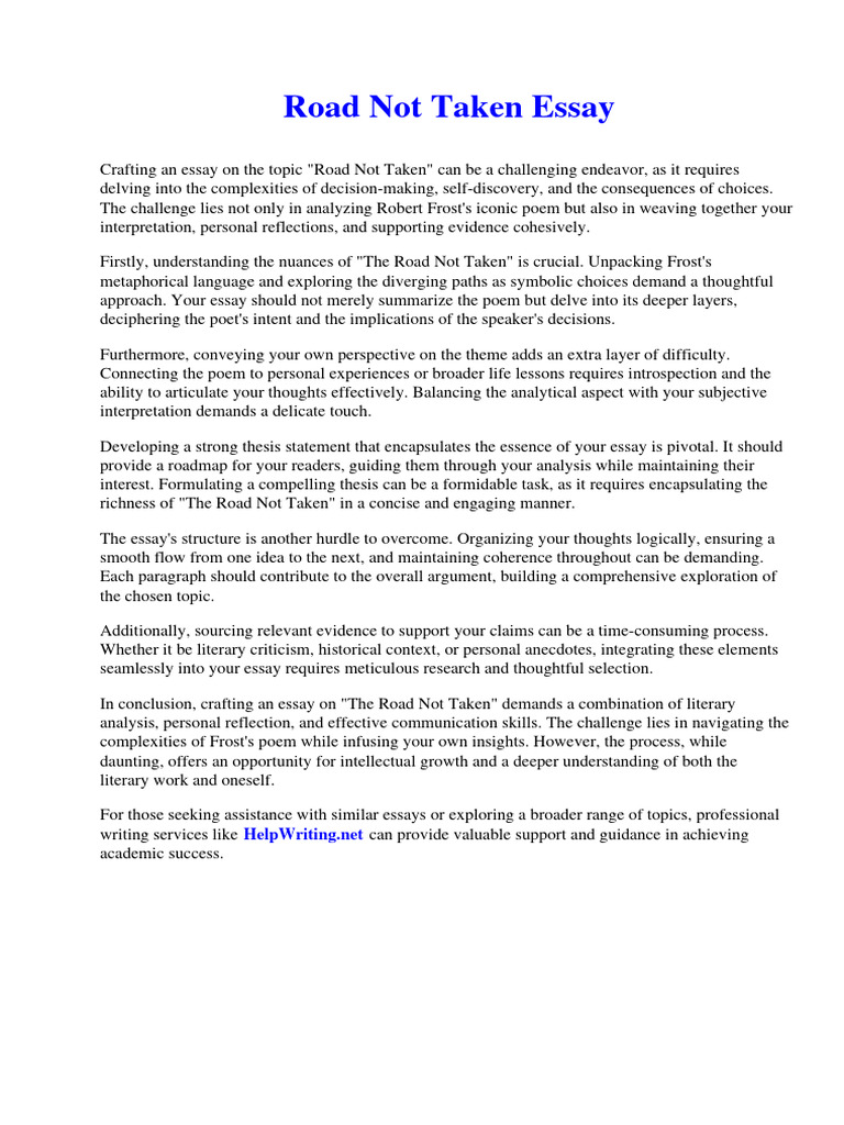 Road Not Taken Essay | PDF | Essays | Biofilm