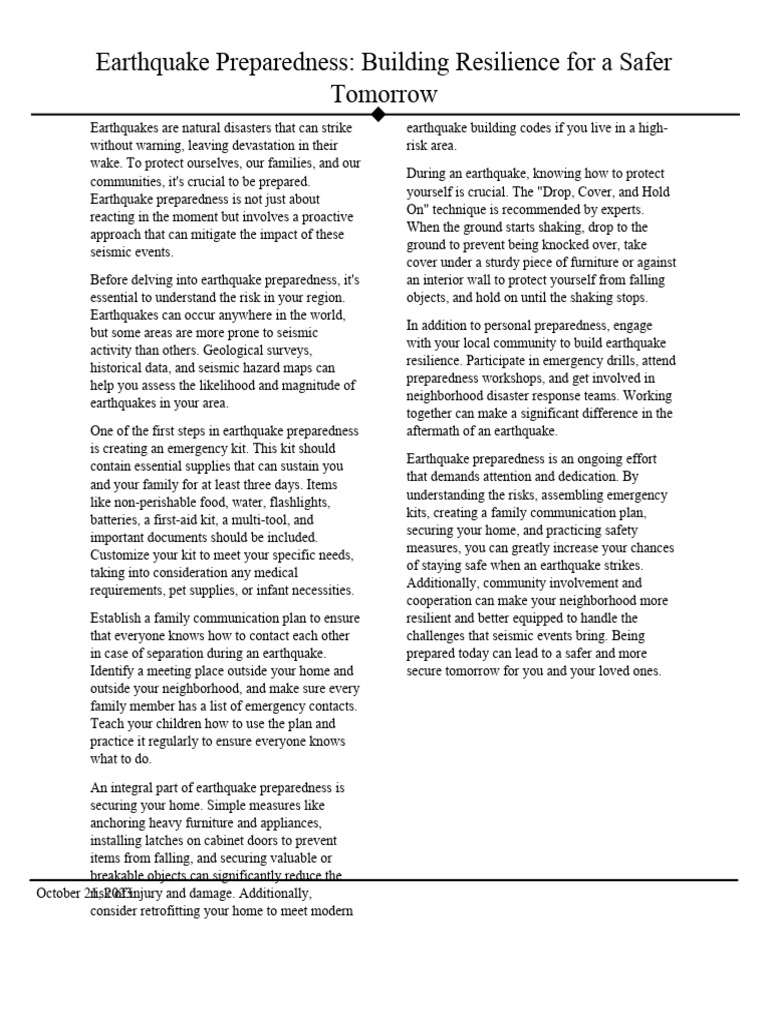 Earthquake Prep for Families | PDF | Emergency Management | Earthquakes