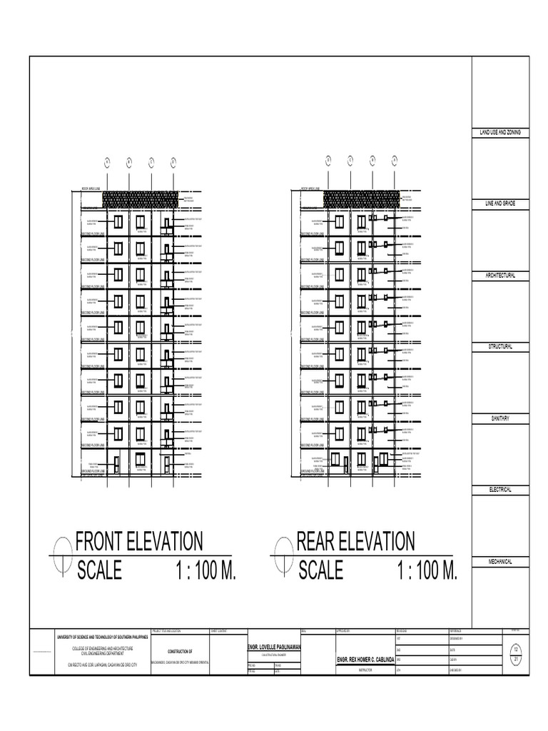 10-Storey Commercial Building Elevations (Front&rear) | PDF | Window ...