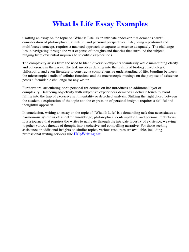 What Is Life Essay Examples | PDF