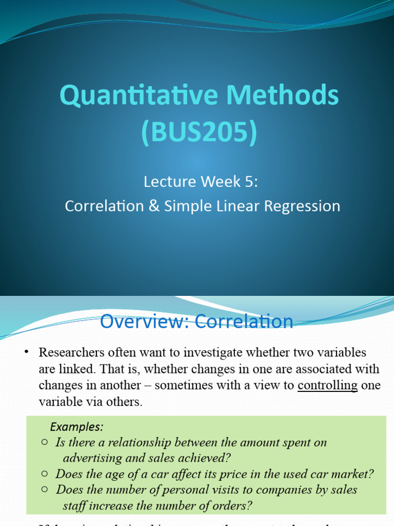 Lecture Week 5 Correlation Simple Linear Regression | PDF Lecture Week 5 Correlation Simple Linear Regression | PDF