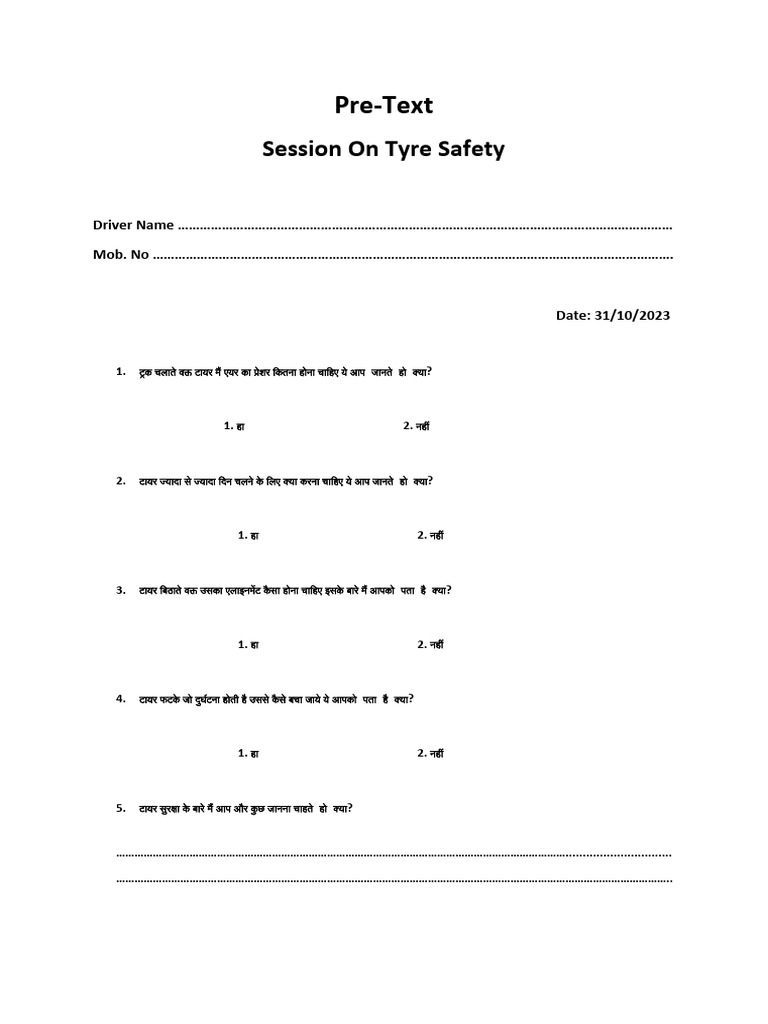 Pre-Post Forms | PDF