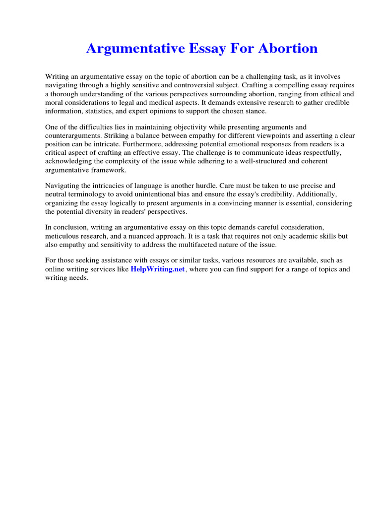 Argumentative Essay For Abortion | PDF | Intravenous Therapy | Forgiveness