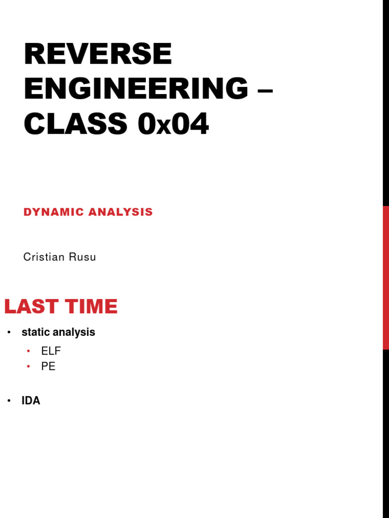 Dynamic Analysis in Reverse Engineering | PDF | Software Engineering ...