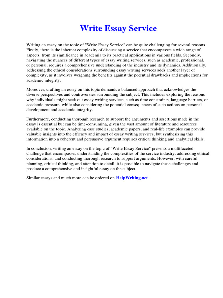 Write Essay Service | PDF | Essays | Critical Thinking