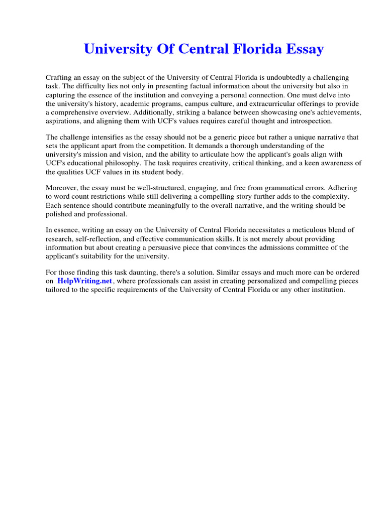 University of Central Florida Essay | PDF