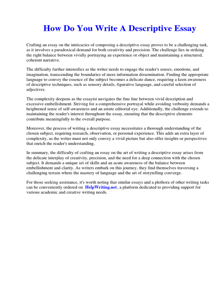 How Do You Write A Descriptive Essay | PDF
