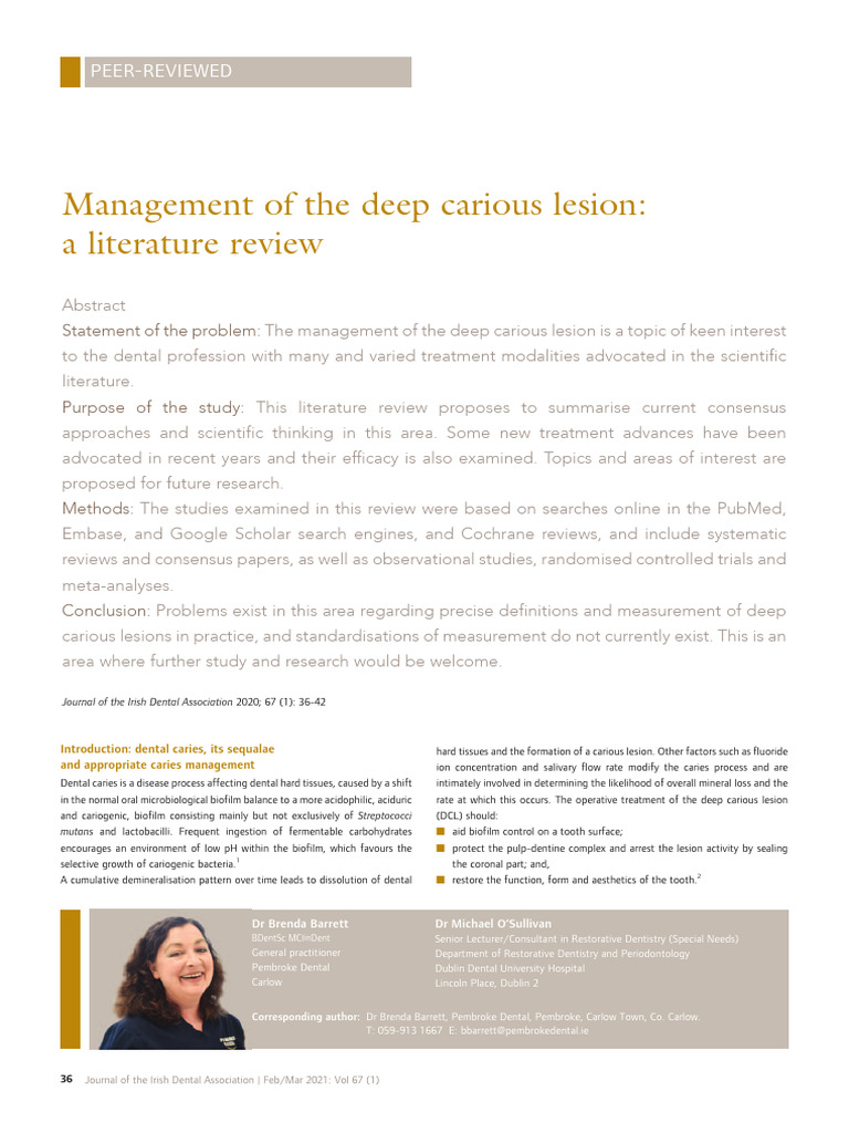 Managing Deep Carious Lesions in Dentistry | PDF | Health Sciences ...