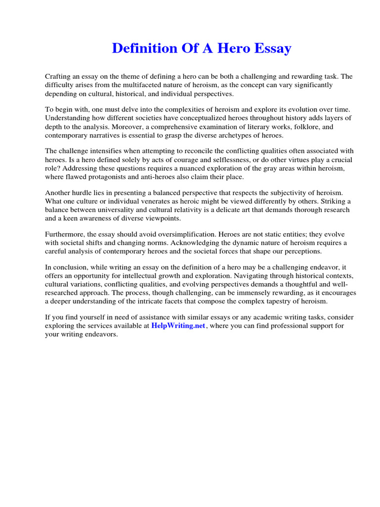 Definition of A Hero Essay | PDF | Hero | The Great Gatsby