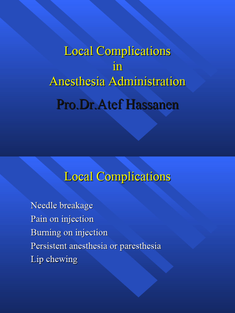 Complications of Local Anaesthesia | PDF | Injection (Medicine ...