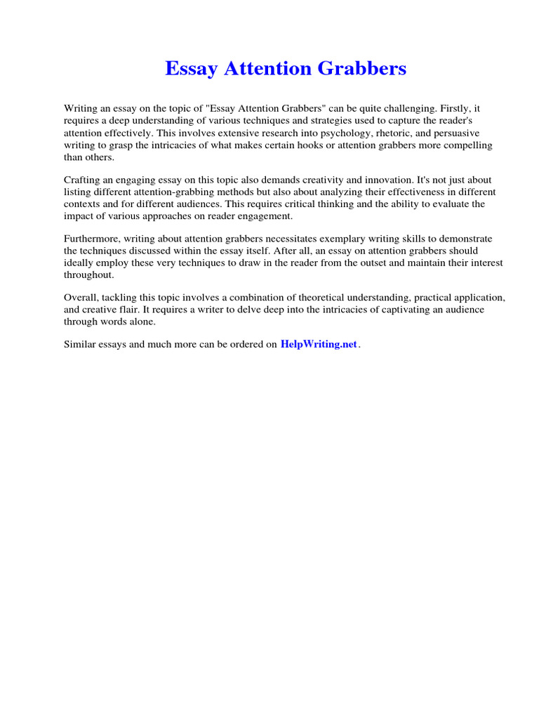 Essay Attention Grabbers | PDF | Digital Camera | Camera
