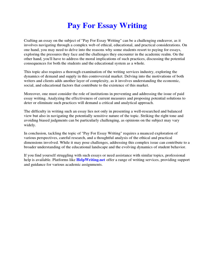 Pay For Essay Writing | PDF