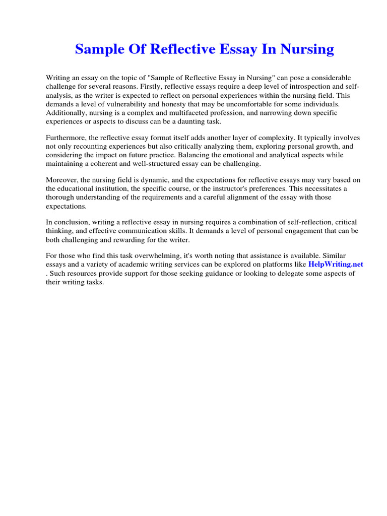 Sample of Reflective Essay in Nursing | PDF | Iliad | Trojan War