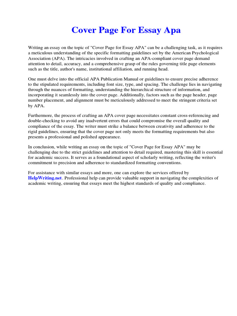 Cover Page For Essay Apa | PDF | Northanger Abbey | Medical Record