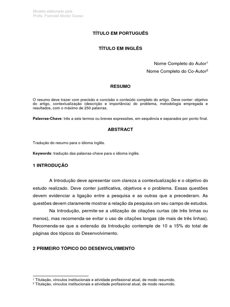 Modelo de Artigo | PDF | Abstract (resumo)
