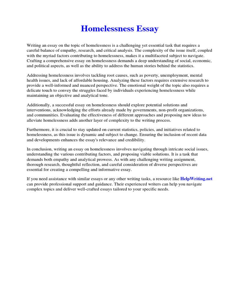 Homelessness Essay Pdf Laos