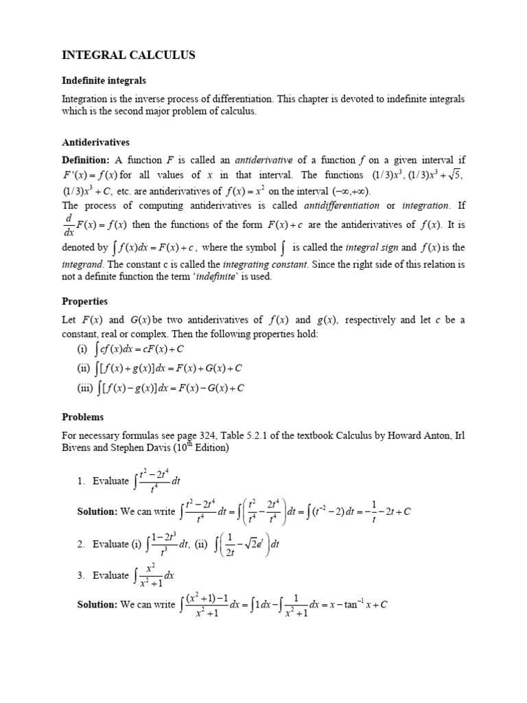 Indefinite Integrals | PDF | Integral | Mathematical Analysis