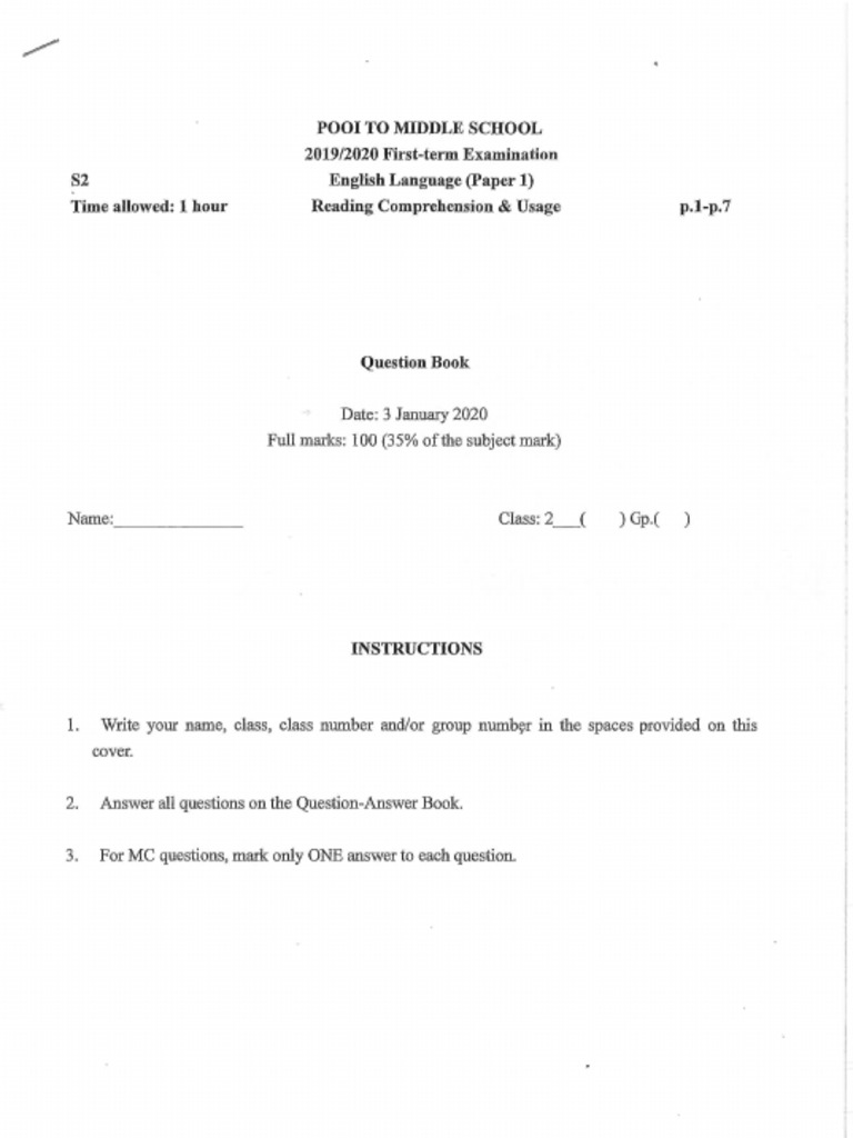 Past Paper Question Book | PDF