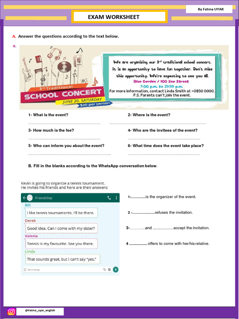 Exam Worksheet: Answer The Questions According To The Text Below | PDF