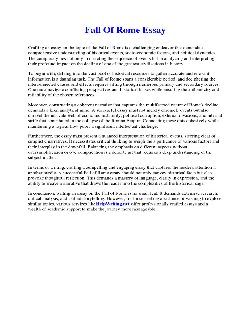 Fall of Rome Essay | PDF