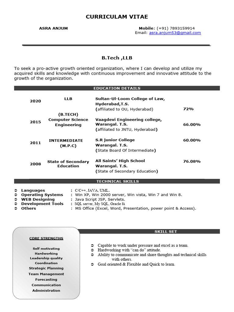 Asra Anjum RESUME-1 | PDF | Java (Programming Language) | Computing