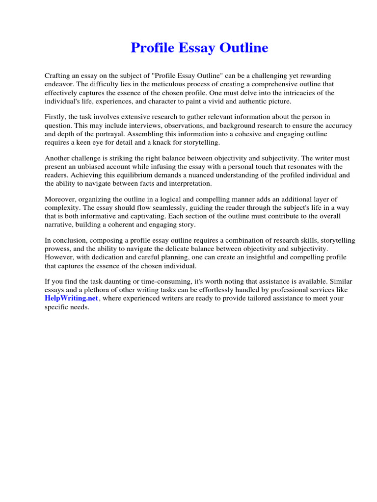 Profile Essay Outline | Download Free PDF | Inflation | Economies