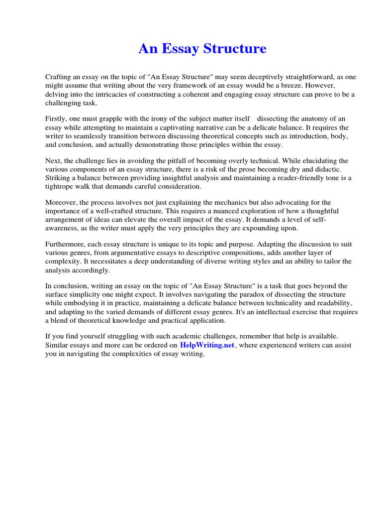 An Essay Structure Download Free Pdf Perfectionism Psychology