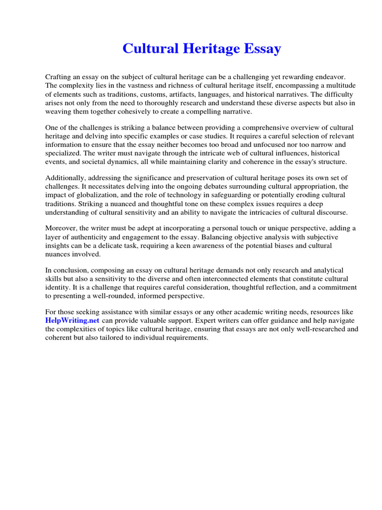 Cultural Heritage Essay | PDF | Transcendentalism | Mentorship