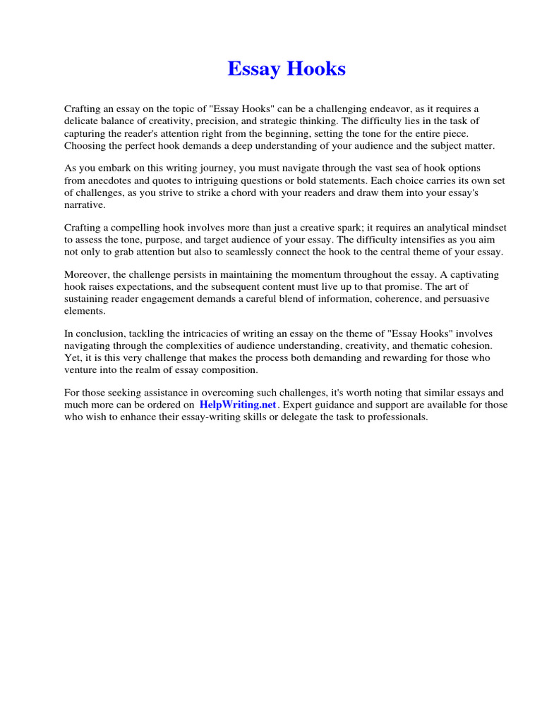 Essay Hooks | Download Free PDF | Learning | Psychological Trauma