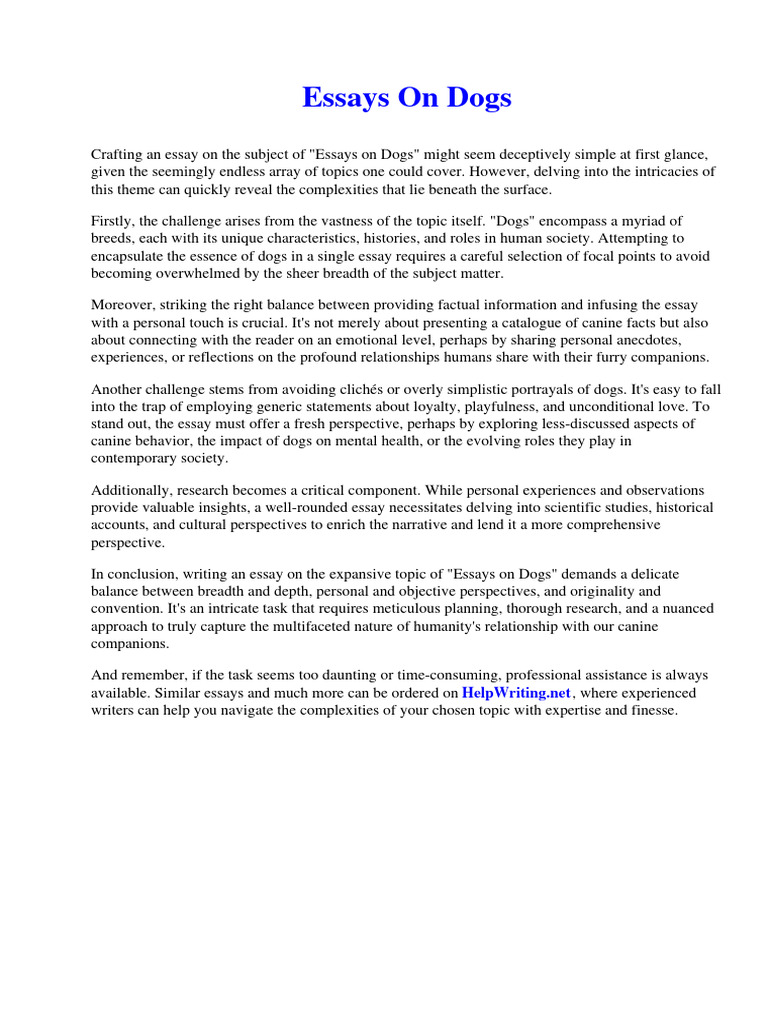 Essays On Dogs | PDF