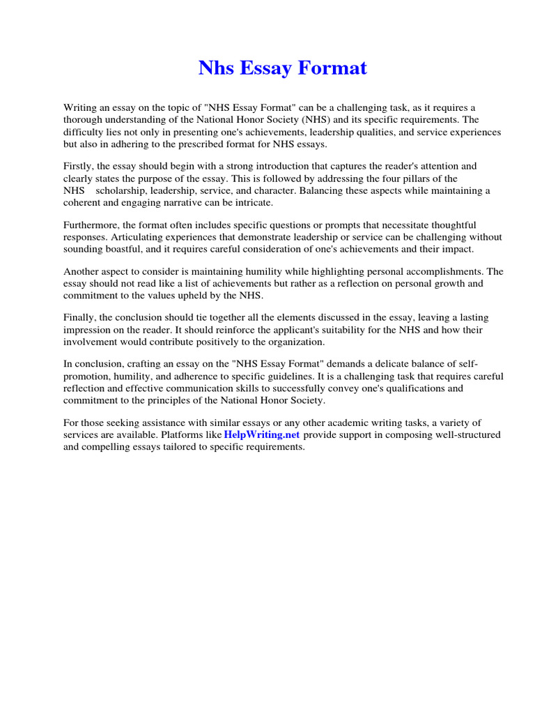 Nhs Essay Format | PDF | Essays | Hate Crimes