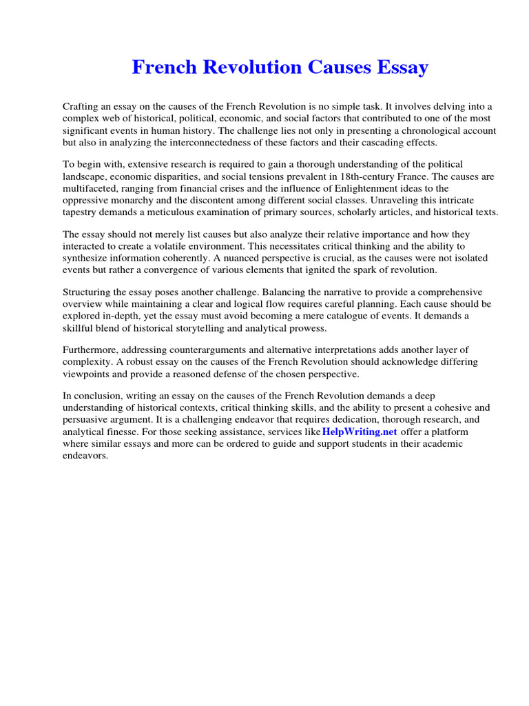 French Revolution Causes Essay | PDF | Essays | Critical Thinking