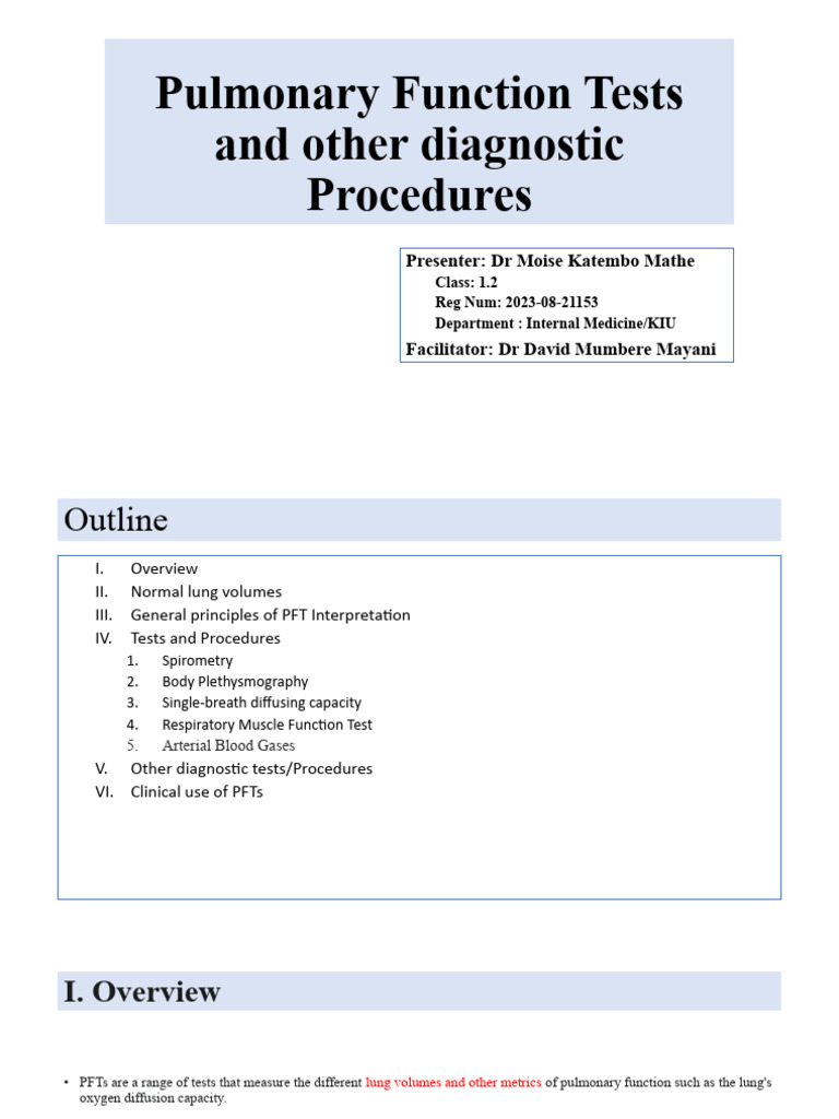 Pulmonary Function Tests - DR Moise | PDF | Exhalation | Lung