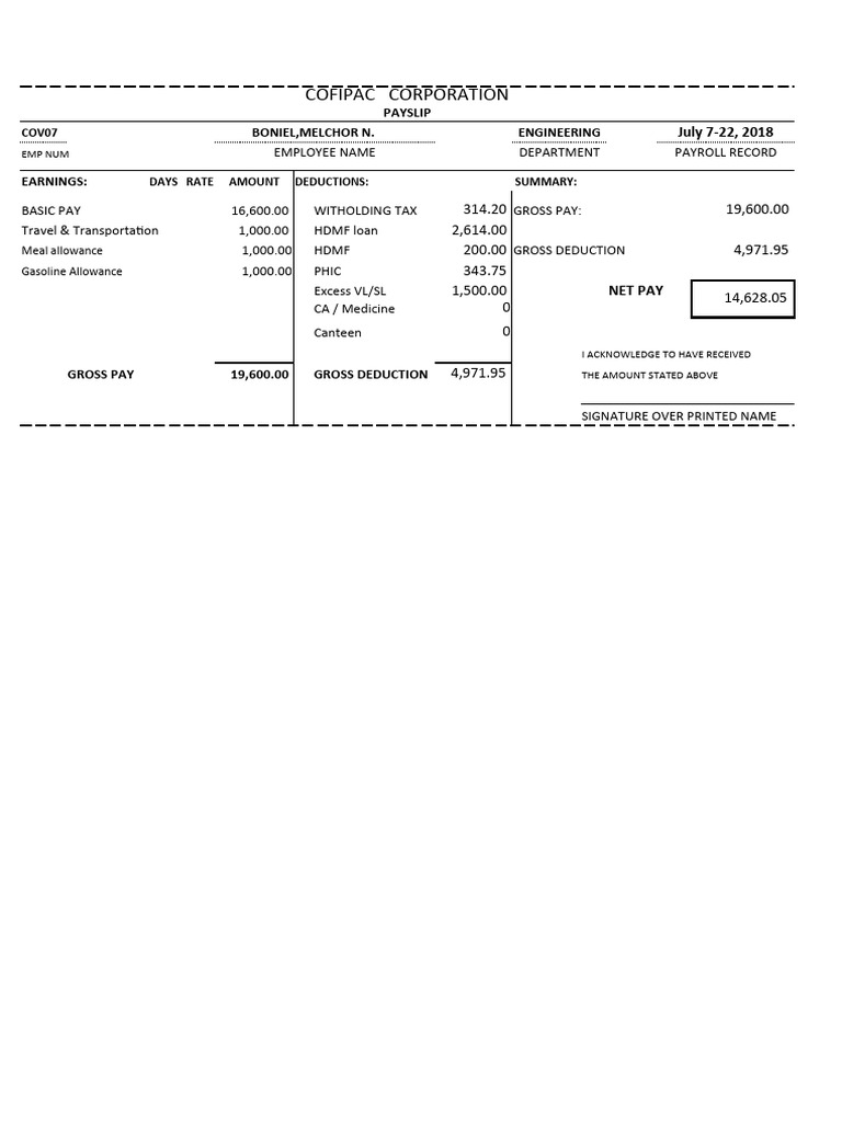 Pay Slip | Download Free PDF | Paycheck | Payroll Tax