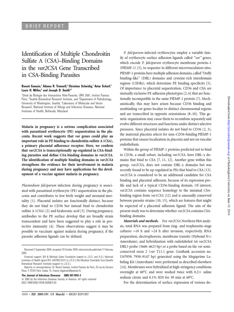 2005; Identification of Multiple Chondroitin Sulfate a (CSA)-Binding ...