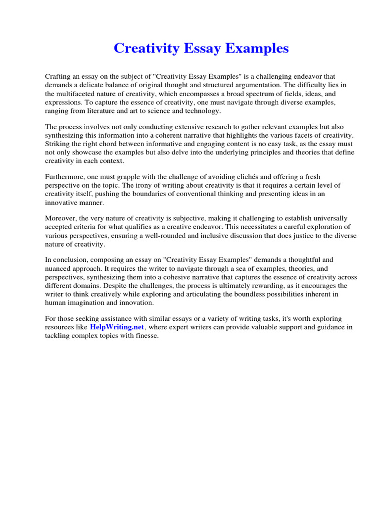 Creativity Essay Examples | Download Free PDF | René Descartes | Creativity