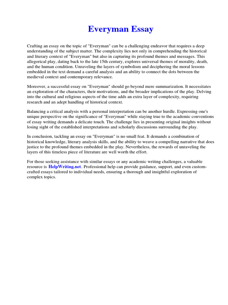 Everyman Essay | PDF | Essays