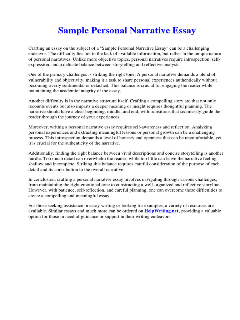 Sample Personal Narrative Essay | PDF | Christian Monasticism | Outsourcing