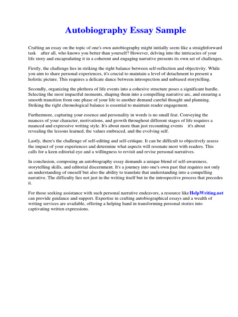 Autobiography Essay Sample | PDF | Teenage Pregnancy | Adolescence