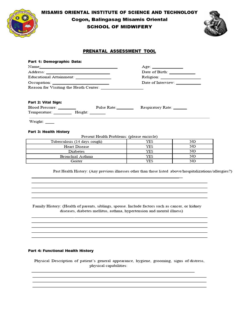 PHC PRENATAL ASSESSMENT TOOL Autosaved | PDF | Pregnancy | Miscarriage
