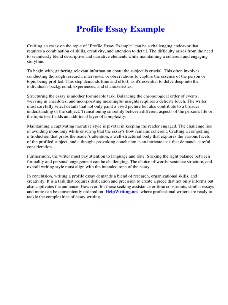 Profile Essay Example | PDF | First Amendment To The United States ...