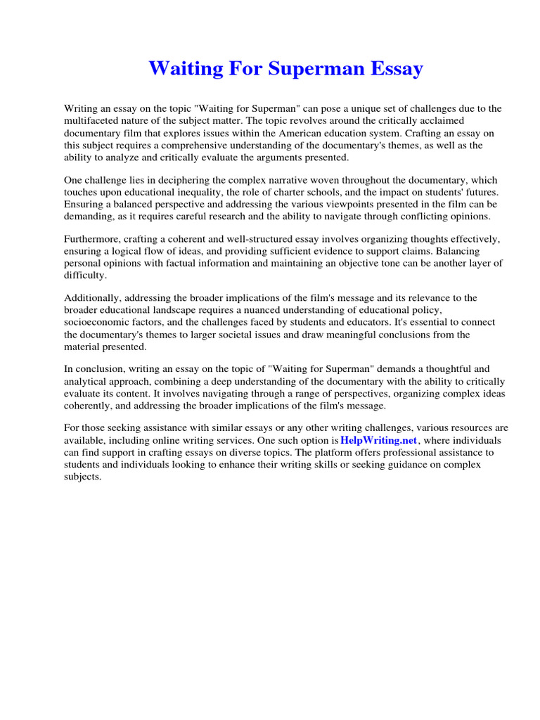 Analyzing "Waiting for Superman" Essay | PDF | Cannabis (Drug) | Essays
