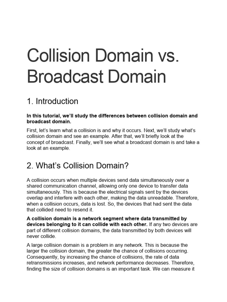 Collision vs. Broadcast Domains Explained | PDF | Computer Network ...