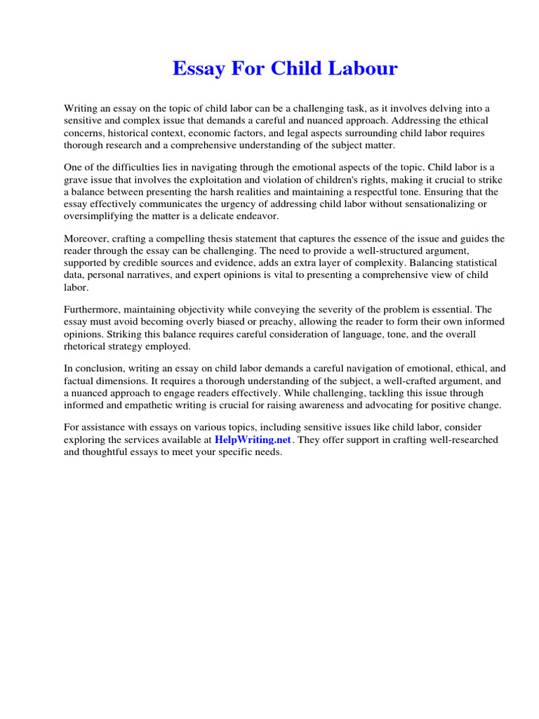 Essay For Child Labour | PDF | Mind | Perception