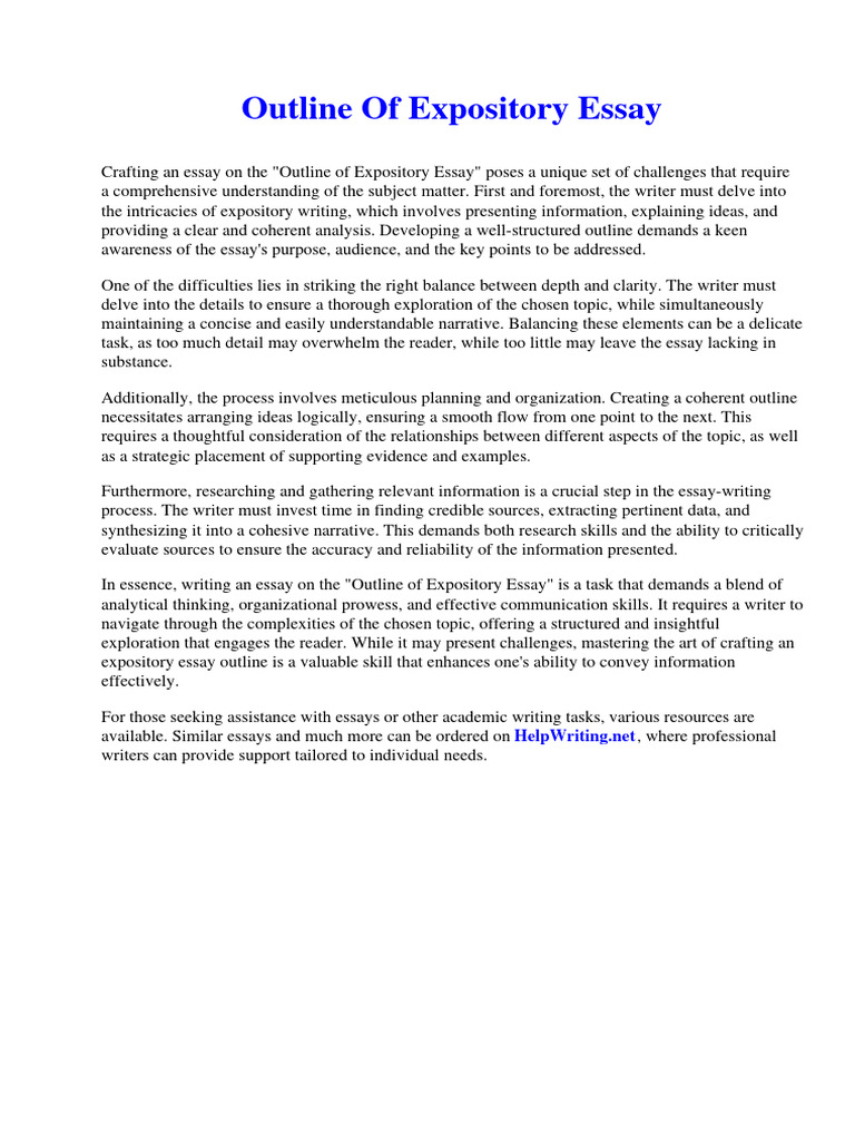Outline of Expository Essay | PDF | Essays | Cognition