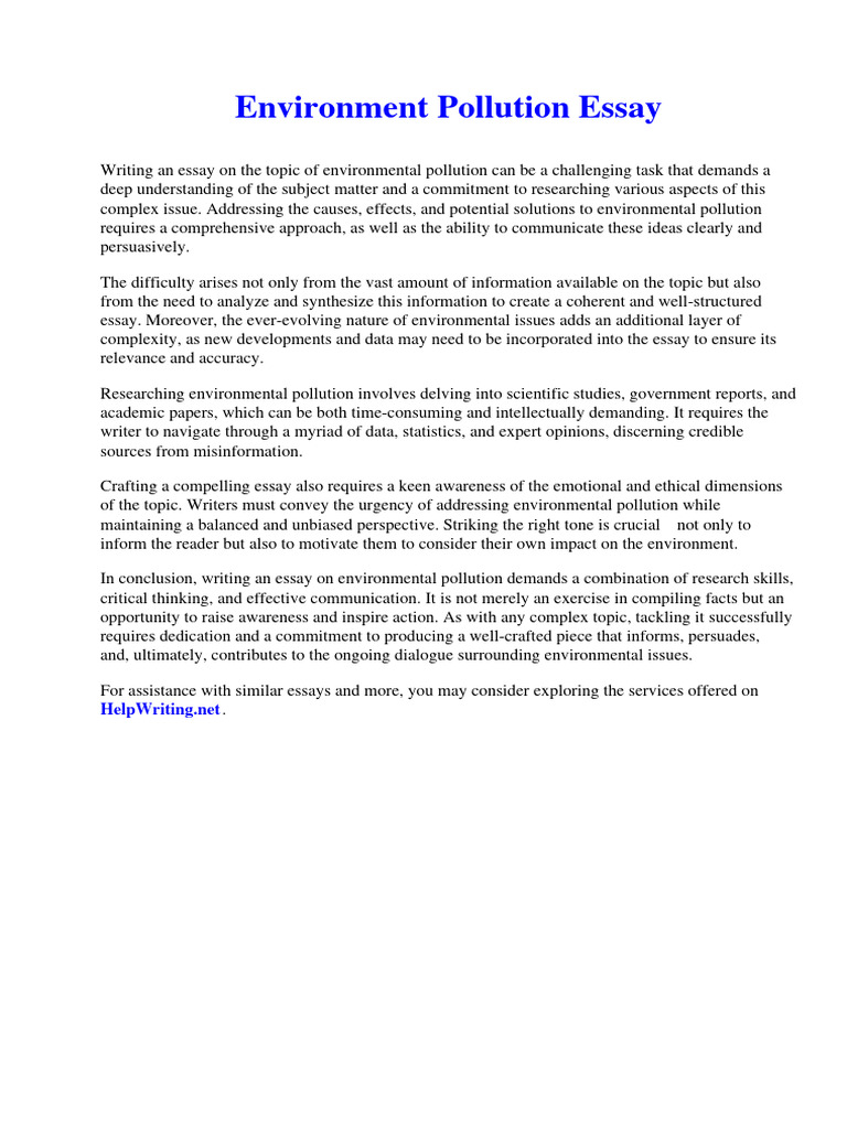 Writing an Environmental Pollution Essay | PDF | Backpack | Child ...